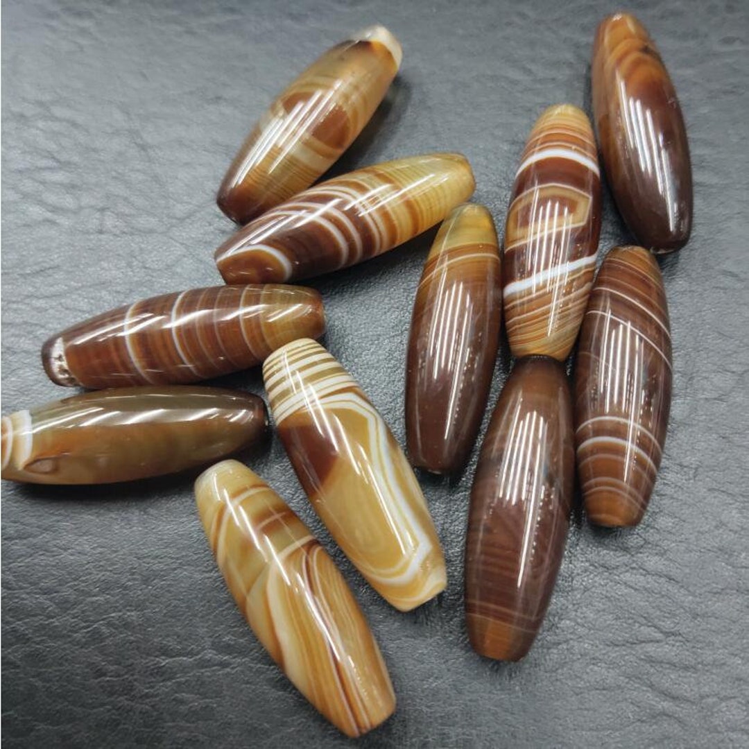 10pc 10x30mm Banded Coffee Color Agate DZI Tube Stone Loose - Etsy