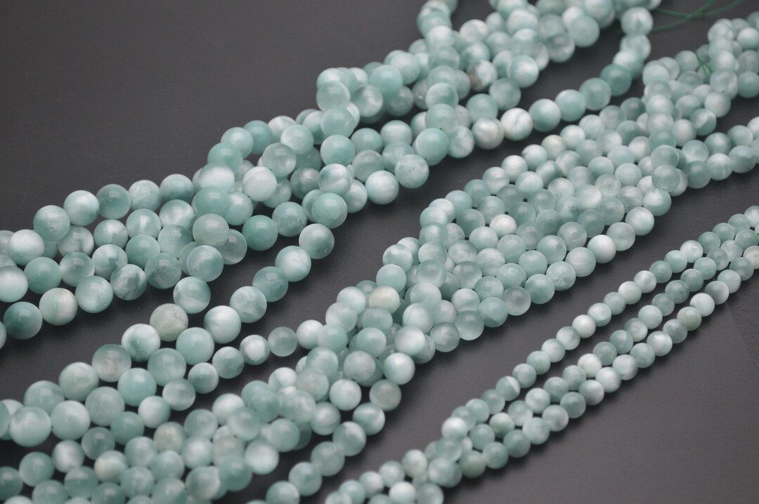 Green Angelite Pectolite Ocean Jasper Stone Round Beads for Jewelry ...