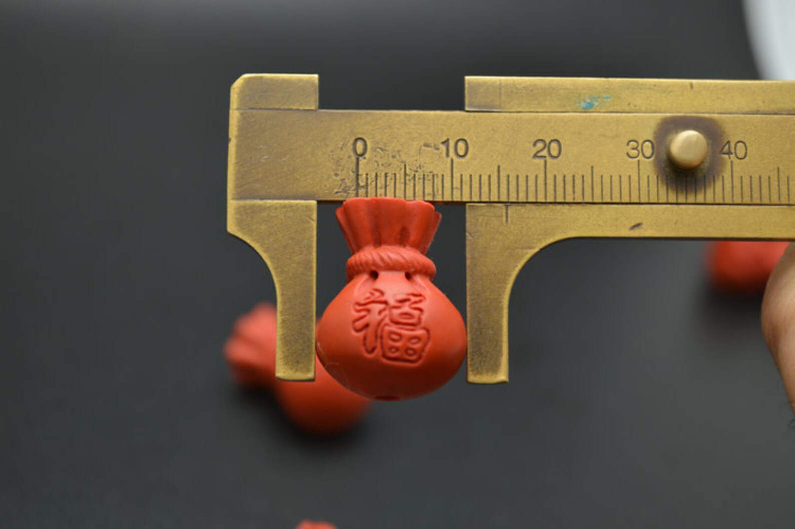 10pc Red Color Cinnabar 16x21mm Cute Money Bag Carved Chinese "fortune ...