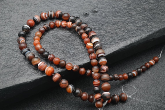 Matte Banded Red Agate Stone Round Loose Beads Beautiful Veins | Etsy