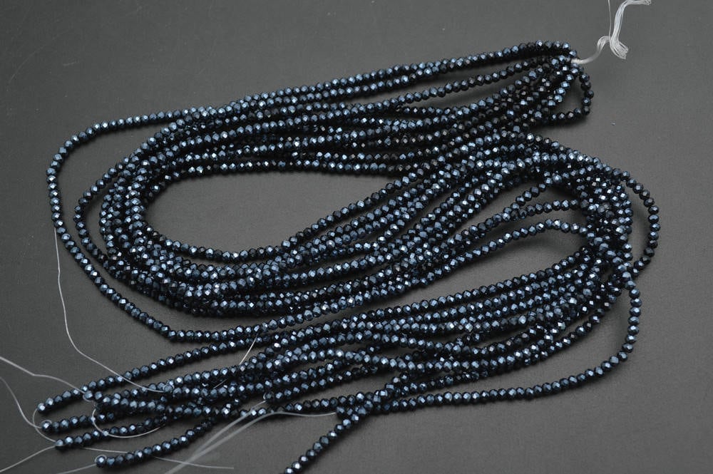 10 Strands 2mm Faceted Glass Crystal Quartz Seed Rondelle Spacer Loose ...
