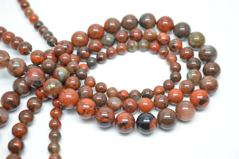 Natural Red Flower Brecciated Jasper Stone Round Loose Beads 4mm 6mm ...