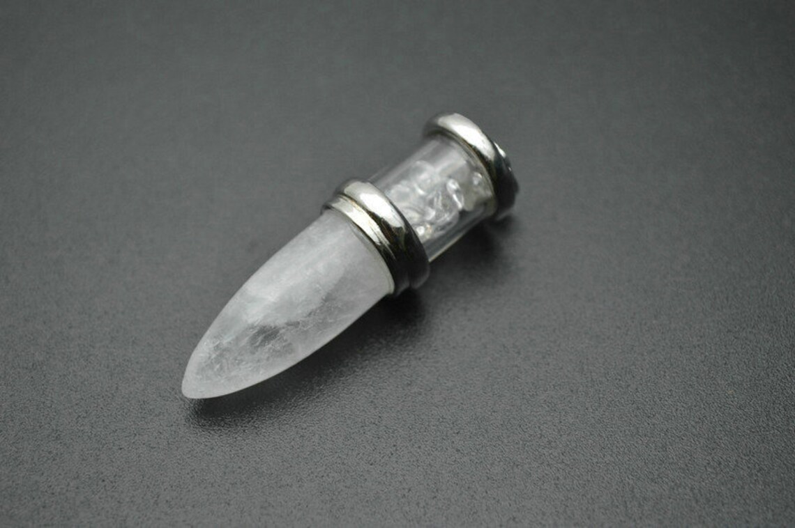 Double Layer Chips Inside Bullet Shape Natural Stone Pendant - Etsy