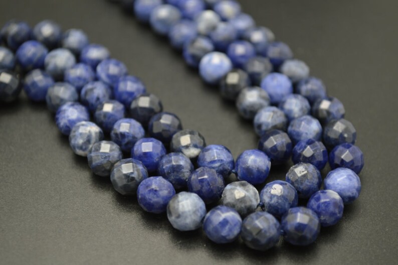 1 strand Natural Faceted Sodalite Stone Round Loose Beads fit | Etsy