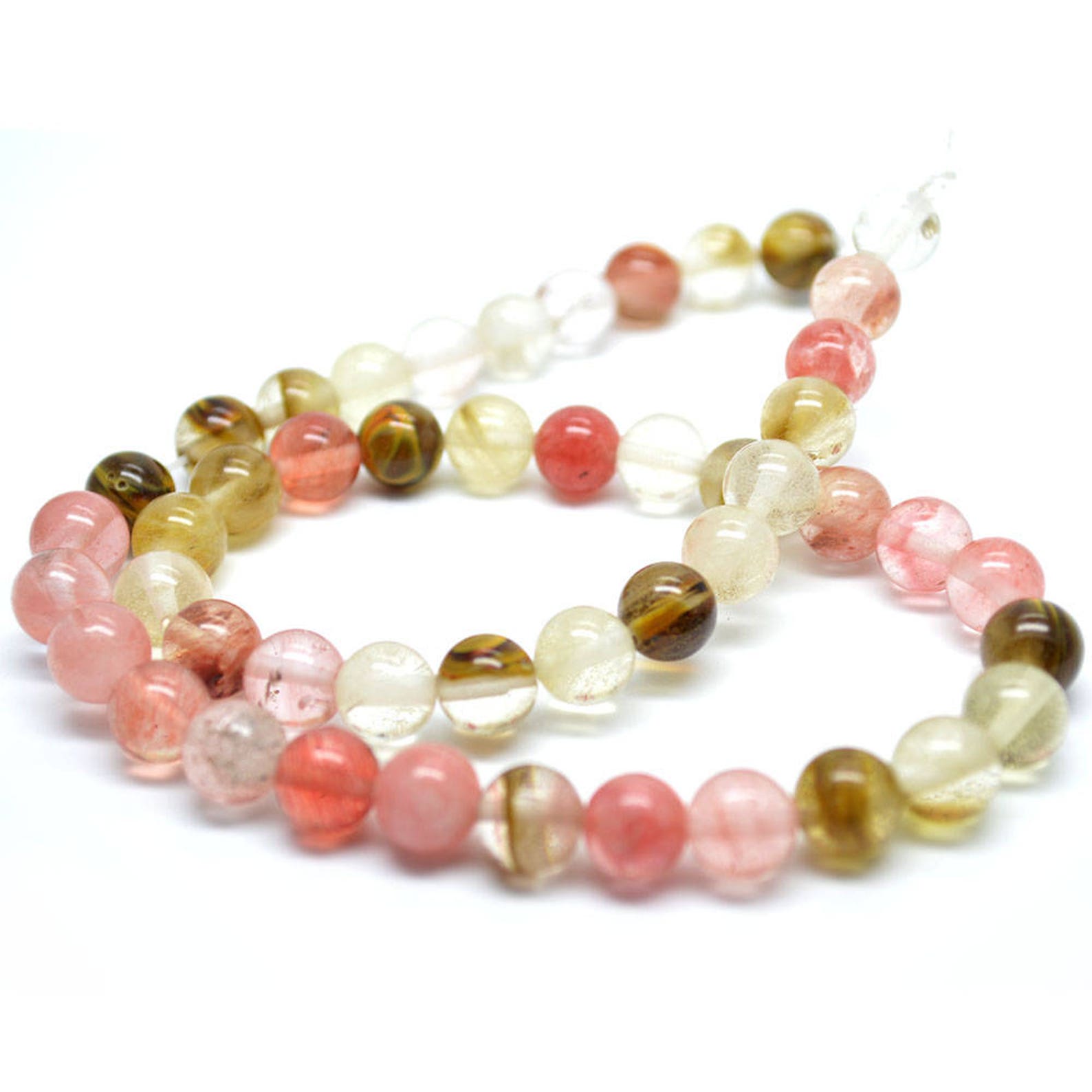 Natural Mix Color Watermelon Quartz Stone Round Loose Beads - Etsy