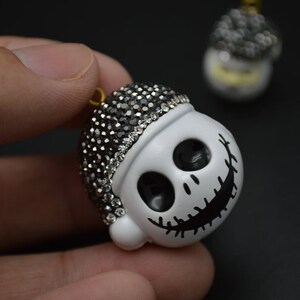 1pc Cute Snowman / Santa Metal Bell Pendant Black Crystal - Etsy