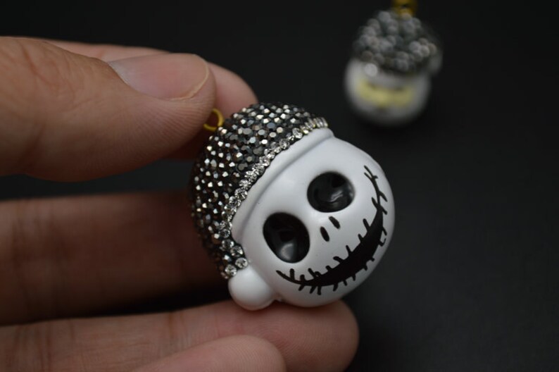 1pc Cute Snowman / Santa Metal Bell Pendant Black Crystal - Etsy