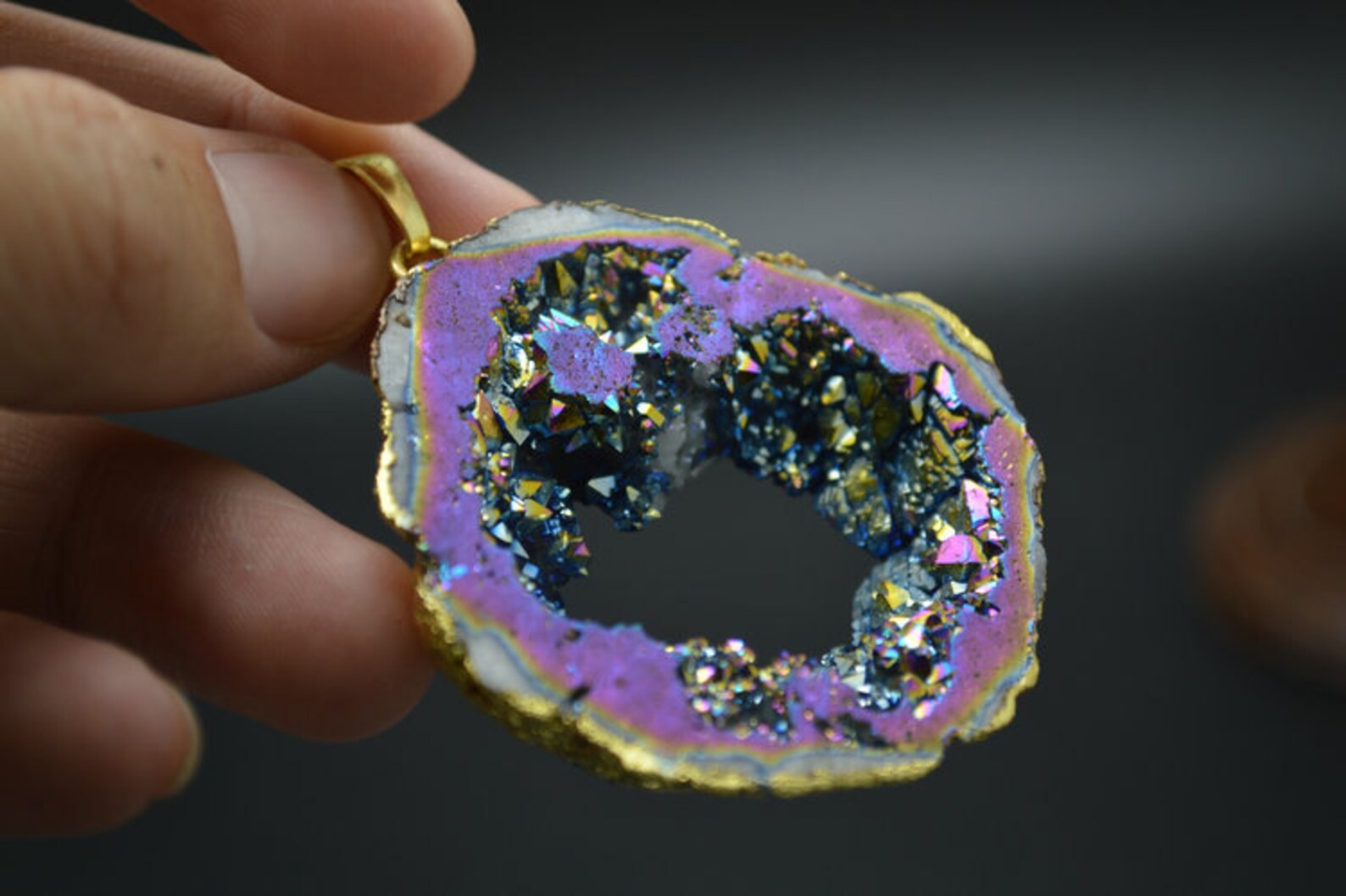1pc Rainbow Color Titanium Electroplating Geode Druzy Agate - Etsy