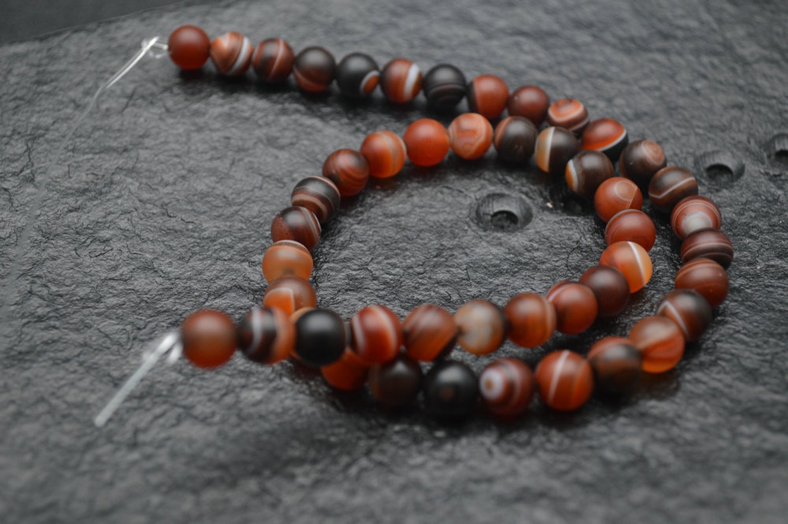 Matte Banded Red Agate Stone Round Loose Beads Beautiful Veins | Etsy