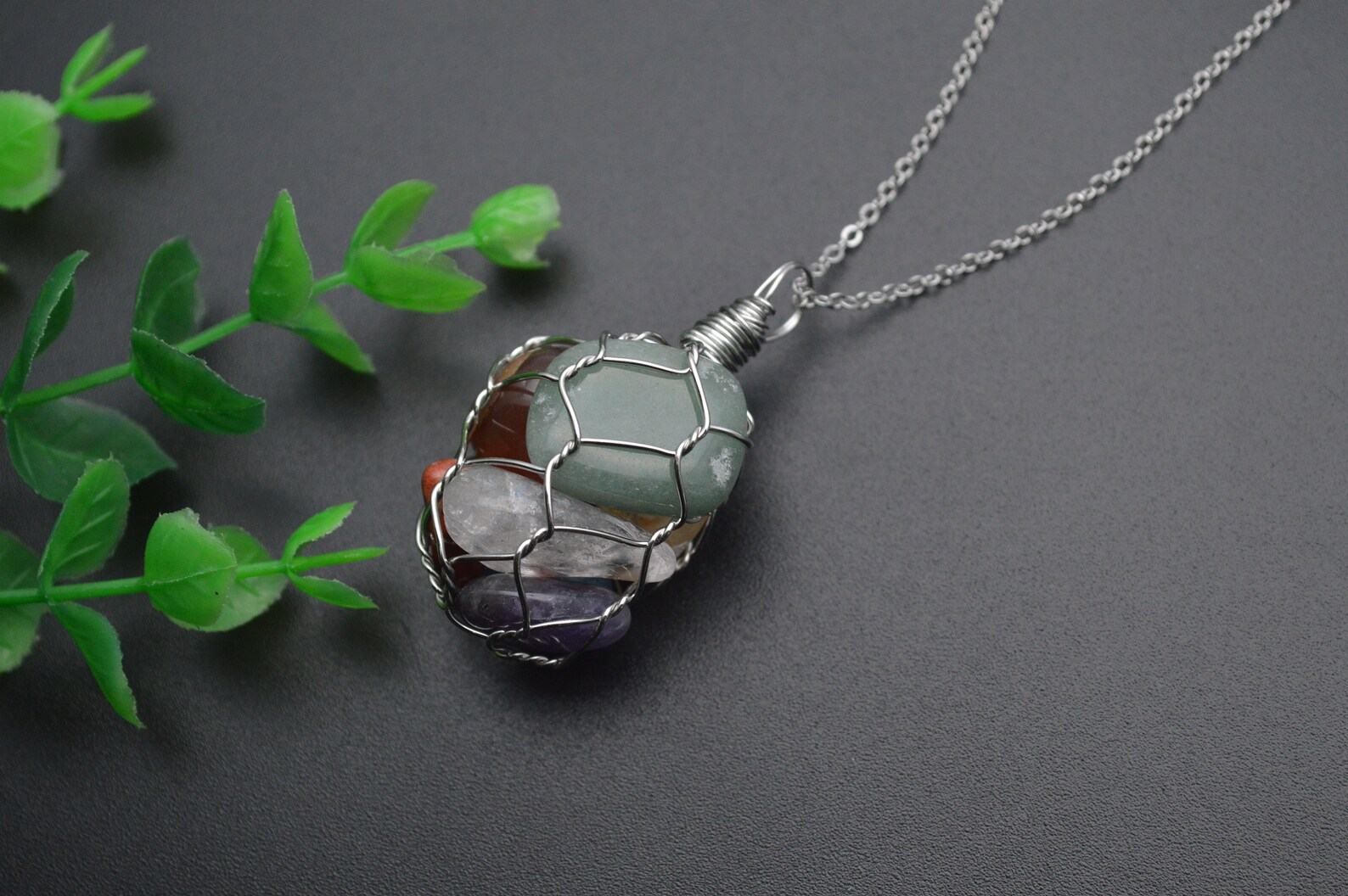 Handmade Wire Wrapped Cage Stone Nugget Beads Chakra Crystal - Etsy