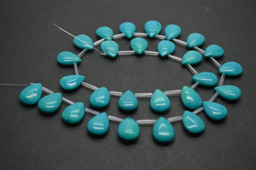 10x15mm Stablized Natural Turquoise Flat Drop Stone Loose Beads - Etsy