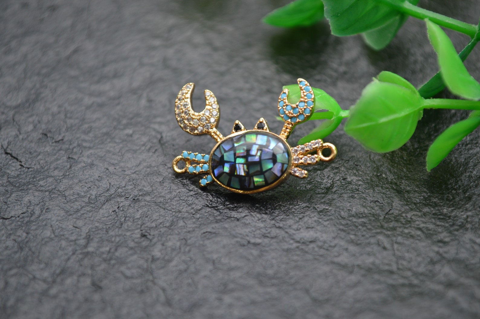 CZ Paved Abalone Shell Cute Crab Shape Animal Bracelet Charms Jewelry ...