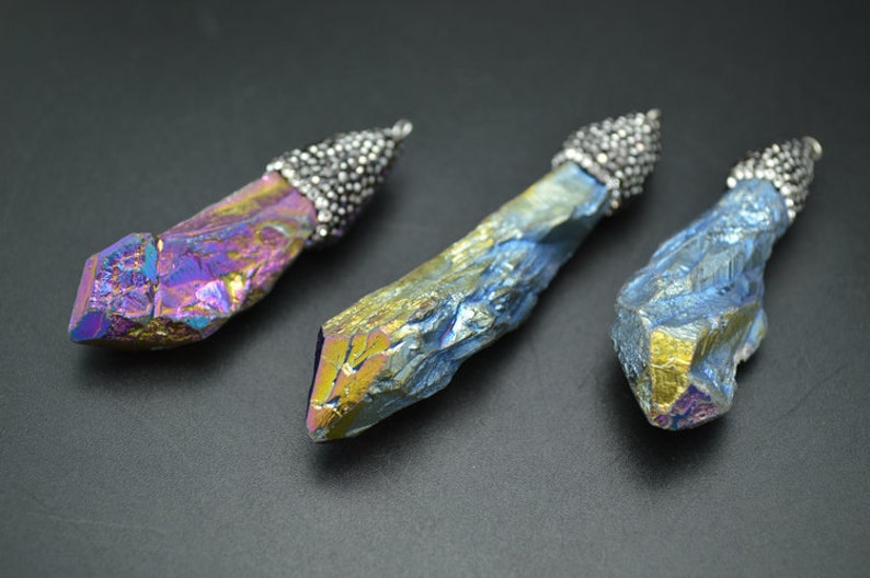 1pc Rainbow Color Titanium Plating Crystal Point Rough Stone - Etsy