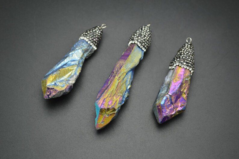 1pc Rainbow Color Titanium Plating Crystal Point Rough Stone - Etsy