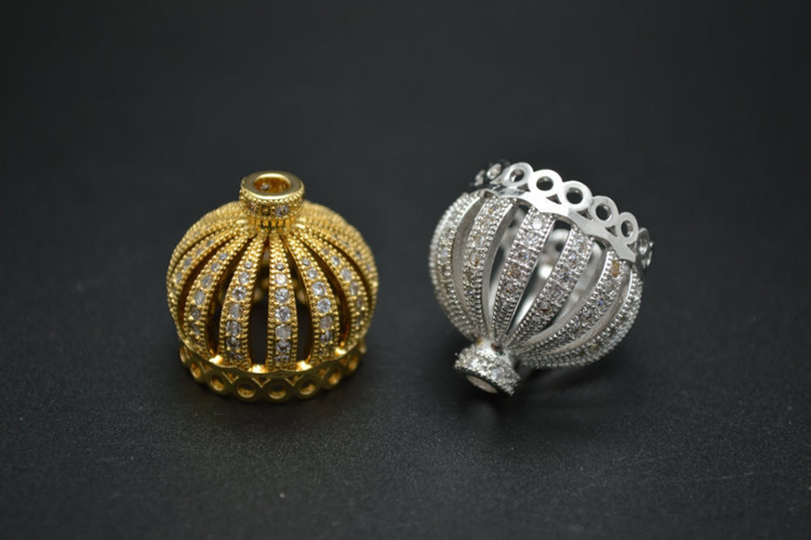 1pc 20mm Paved CZ Beads Crown Shape Bead Caps Fit Tassel - Etsy