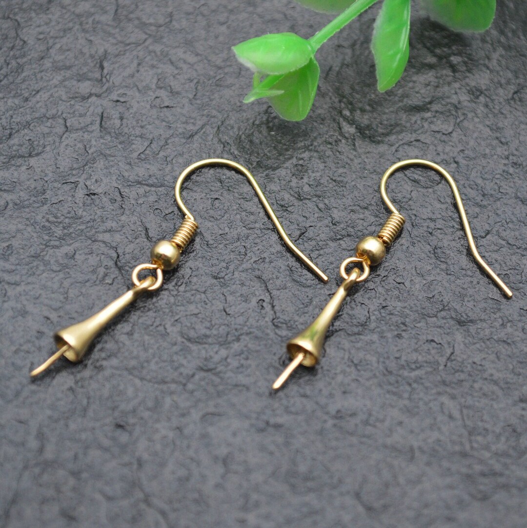 15 Pairs 18k Gold Plating Fish Wire Dangle Pin Earring Hooks DIY ...