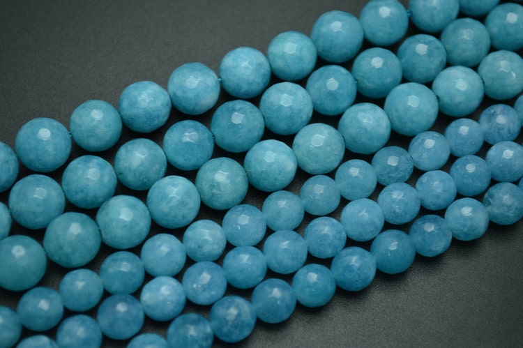 1 Strand Faceted Blue Quartz Stone Round Loose Beads 4mm 6mm 8mm 10mm ...