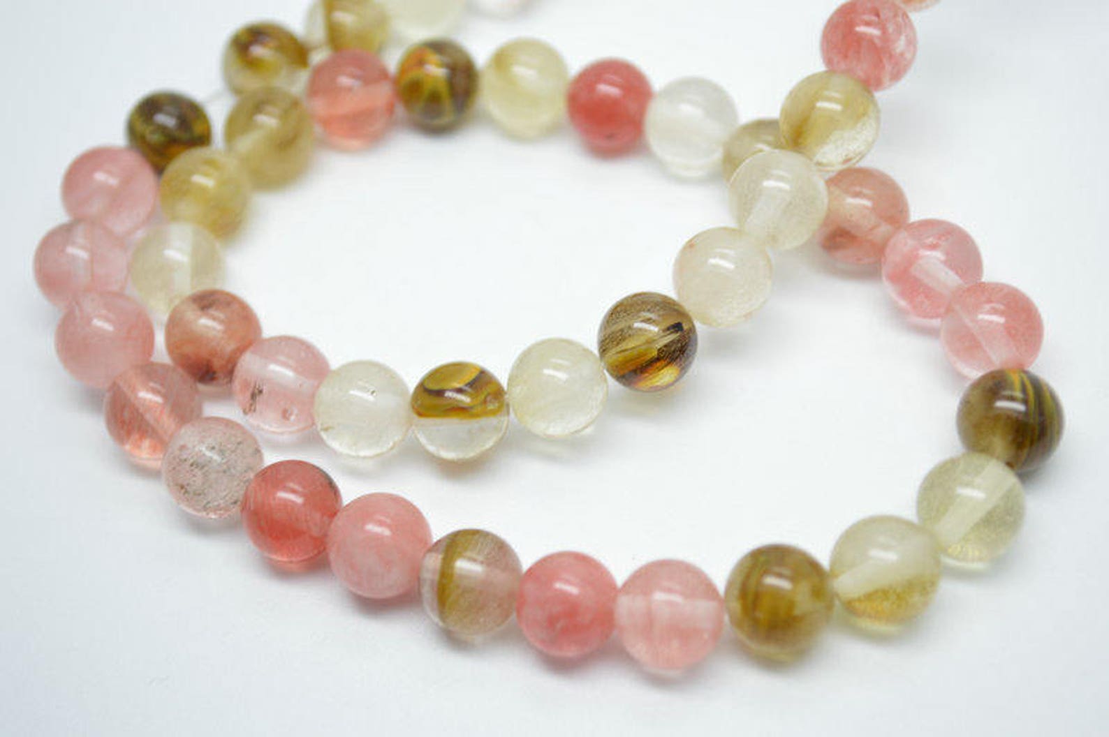 Natural Mix Color Watermelon Quartz Stone Round Loose Beads - Etsy