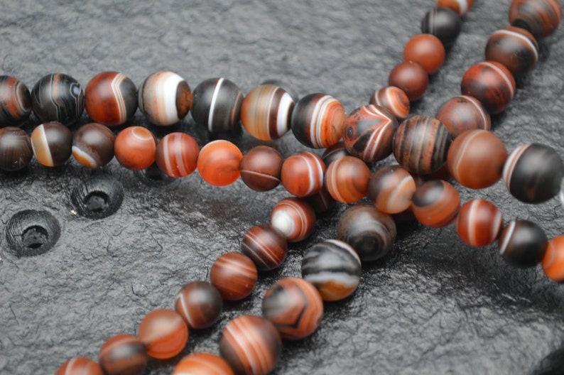 Matte Banded Red Agate Stone Round Loose Beads Beautiful Veins Gemstone ...