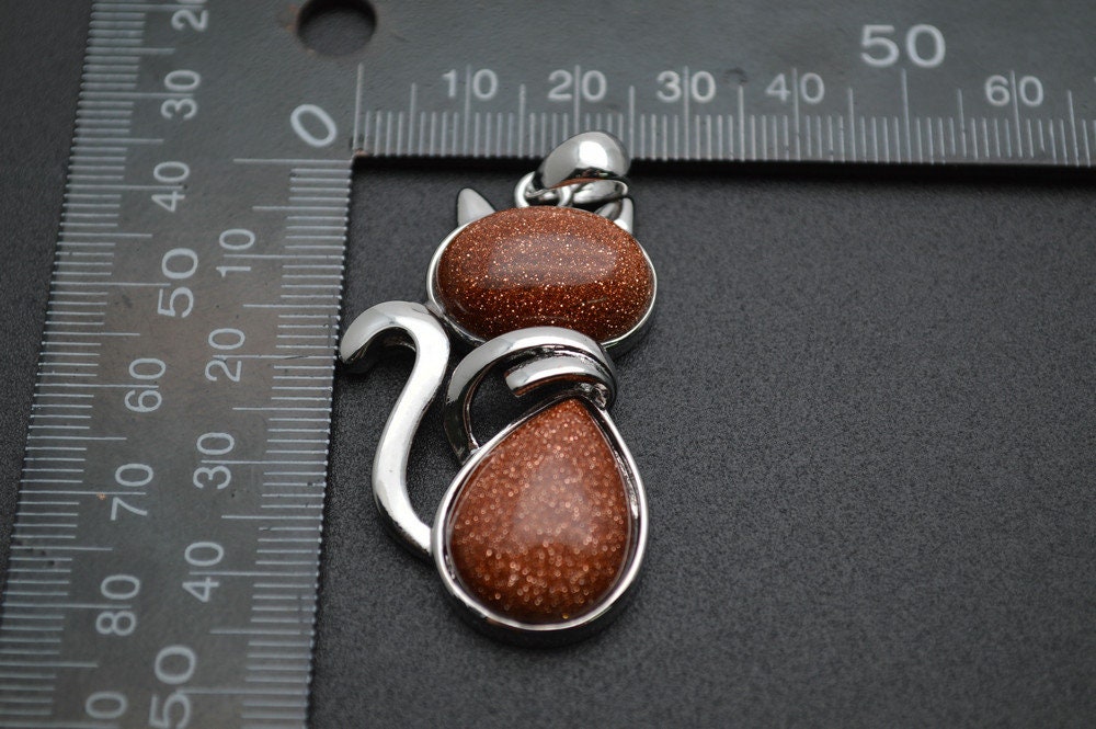 1pc Natural Stone Cabochons Cute Cat Animal Pendant Fit Necklace ...