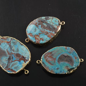 1pc 18k Gold Plating Unique Blue Ocean Jasper Stone Square Slab Pendant ...