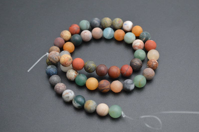 New Arrival Matte Mix Semi Precious Stone Round Loose Beads | Etsy