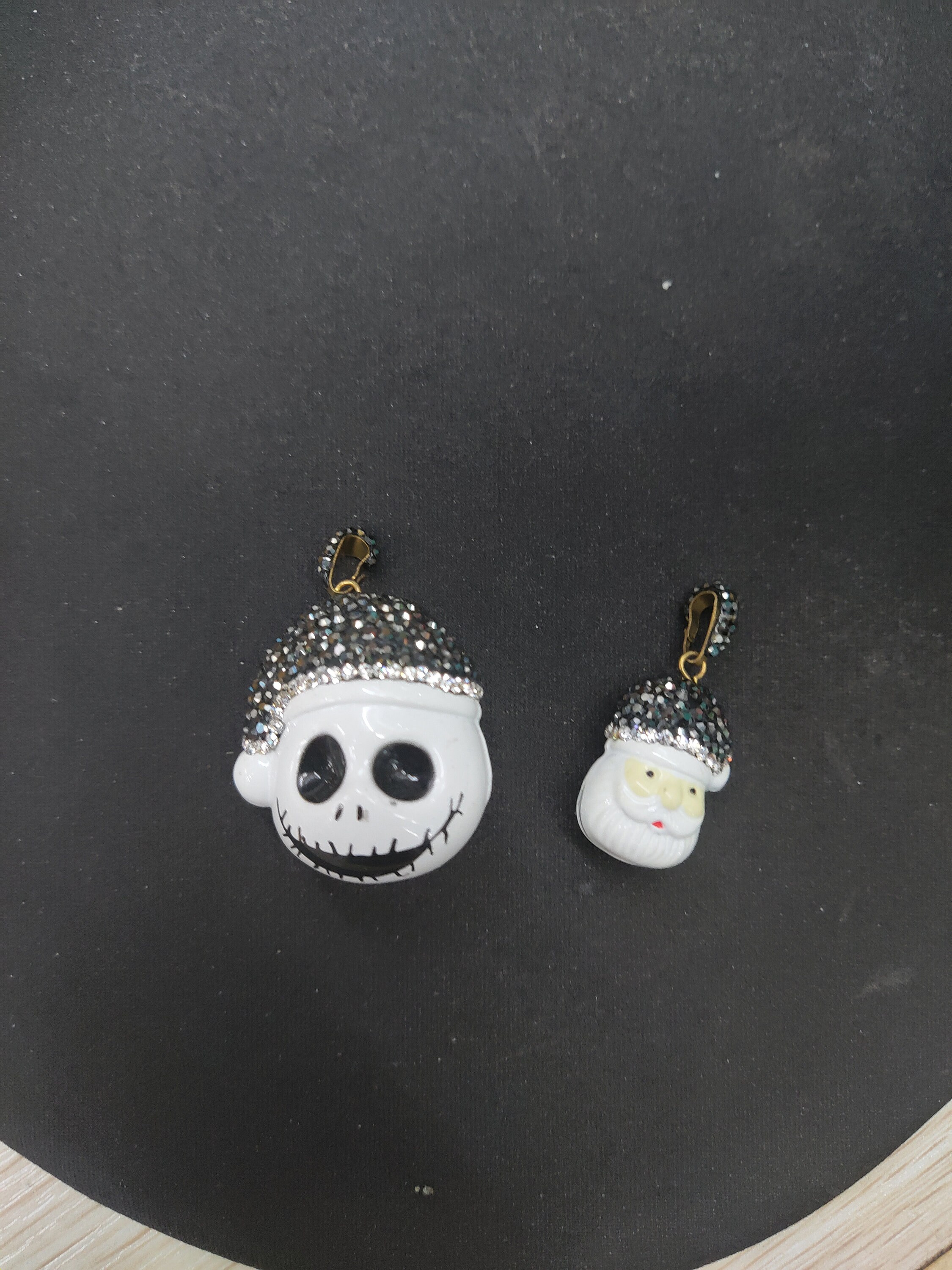 1pc Cute Snowman / Santa Metal Bell Pendant Black Crystal | Etsy