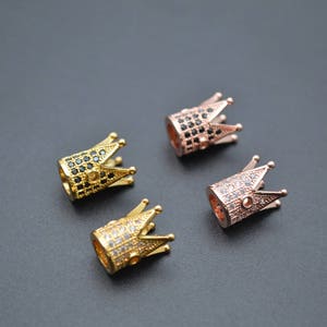 10pc 8x12mm Multi Color CZ Crown Shape Metal Loose Beads Jewelry ...