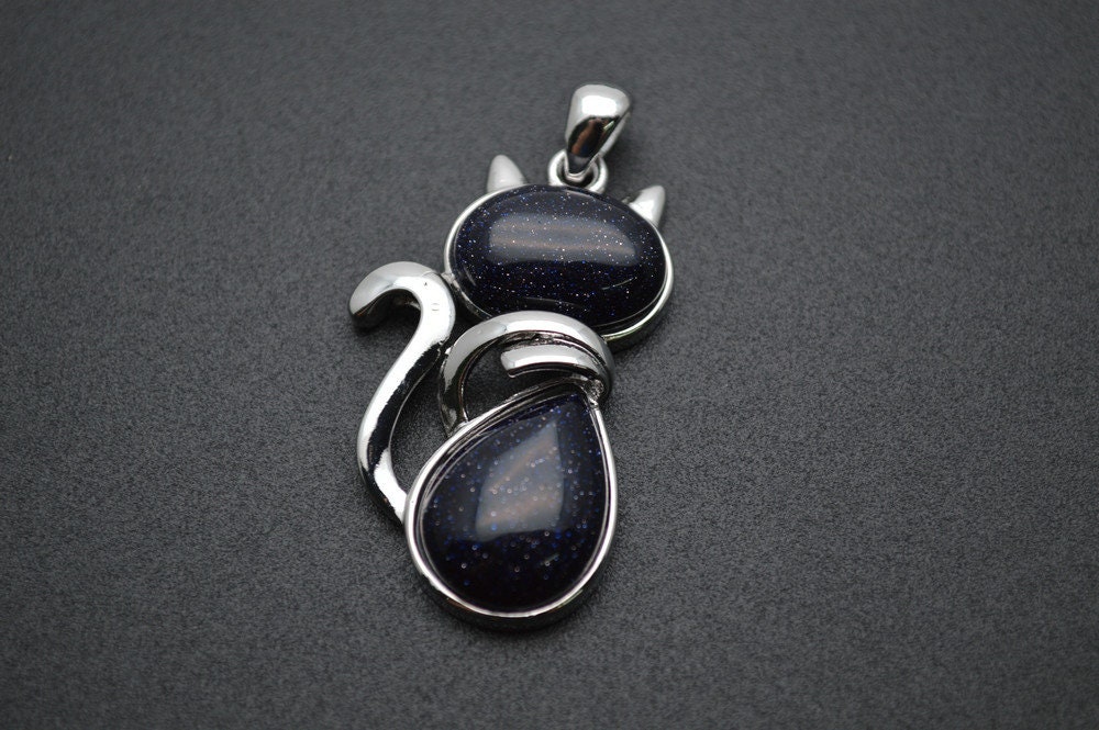 1pc Natural Stone Cabochons Cute Cat Animal Pendant Fit Necklace ...