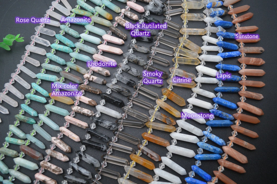 Large Selections Natural Stone Double Point Thin Spike Gemstone Stick ...