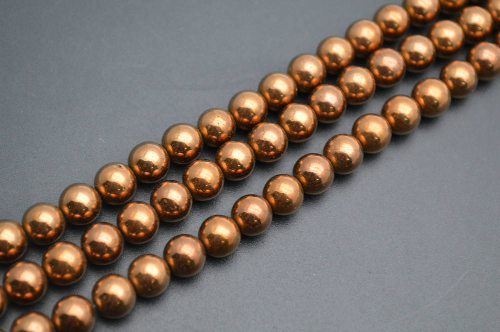 Smooth Hematite Antique Gold color Electroplating Round Loose | Etsy