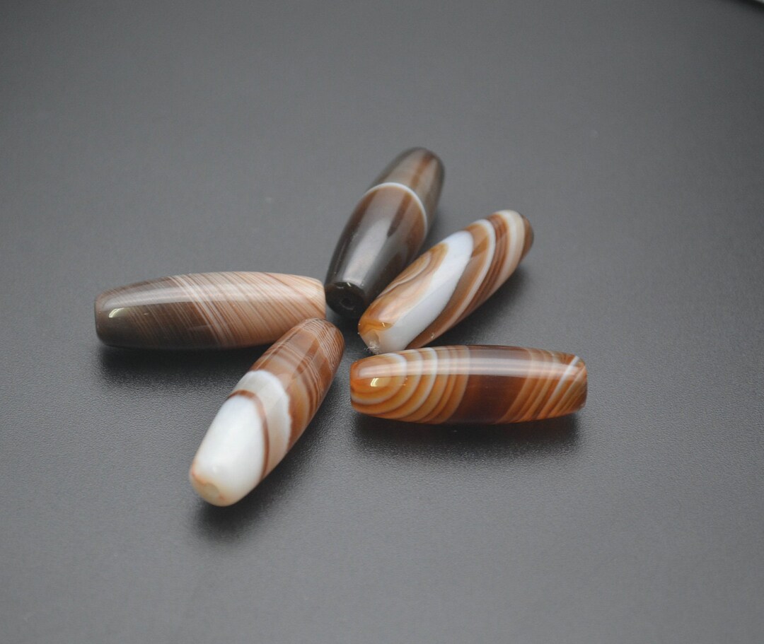 10pc 10x30mm Banded Coffee Color Agate DZI Tube Stone Loose Beads - Etsy