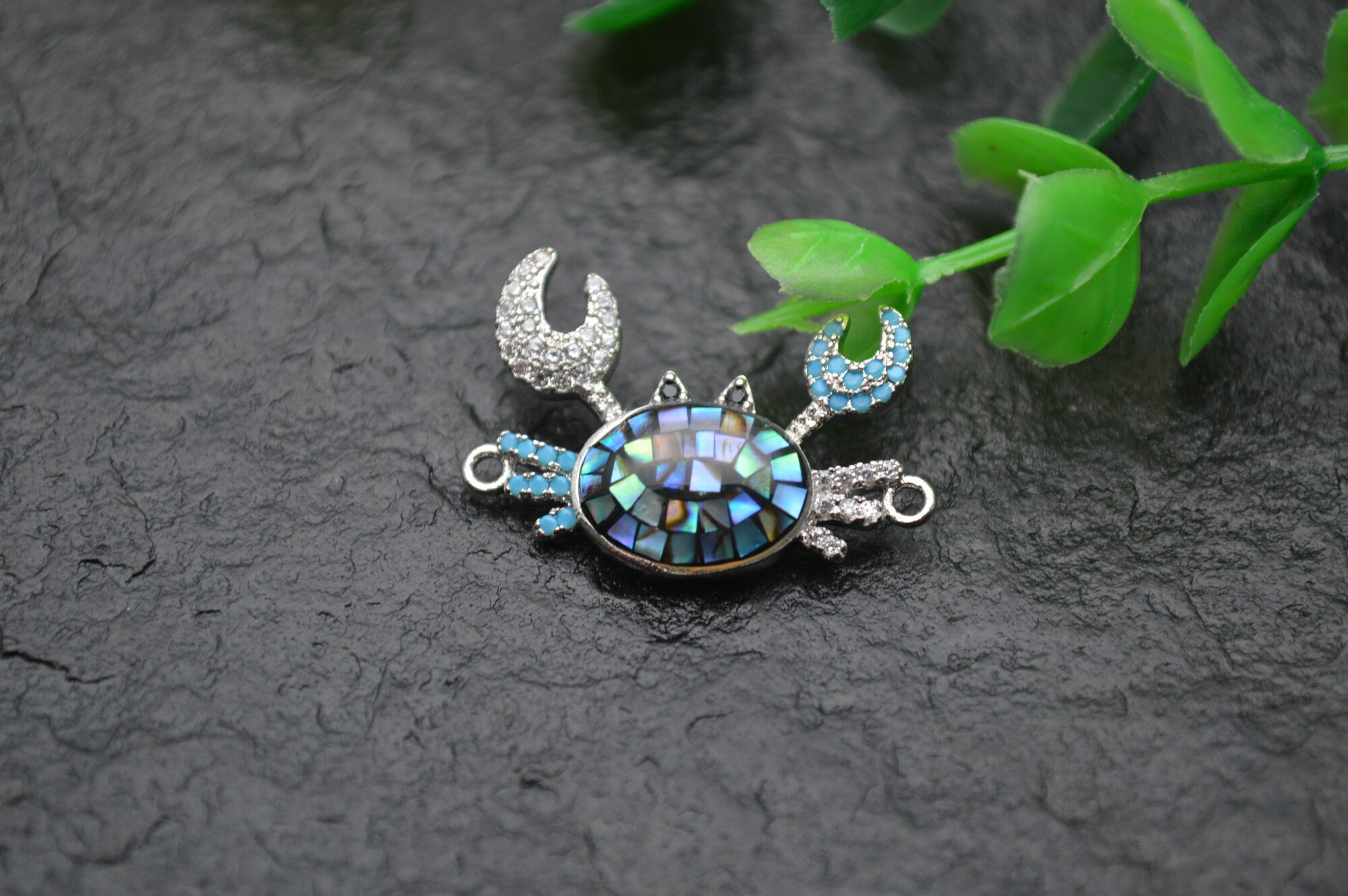 CZ Paved Abalone Shell Cute Crab Shape Animal Bracelet Charms Jewelry ...