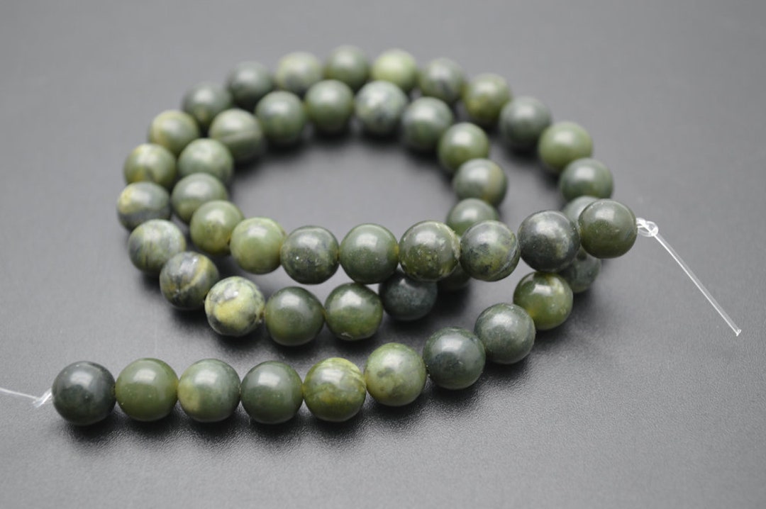 4mm~12mm New Natural Canada Green Jade Stone Round Loose Beads Fit ...