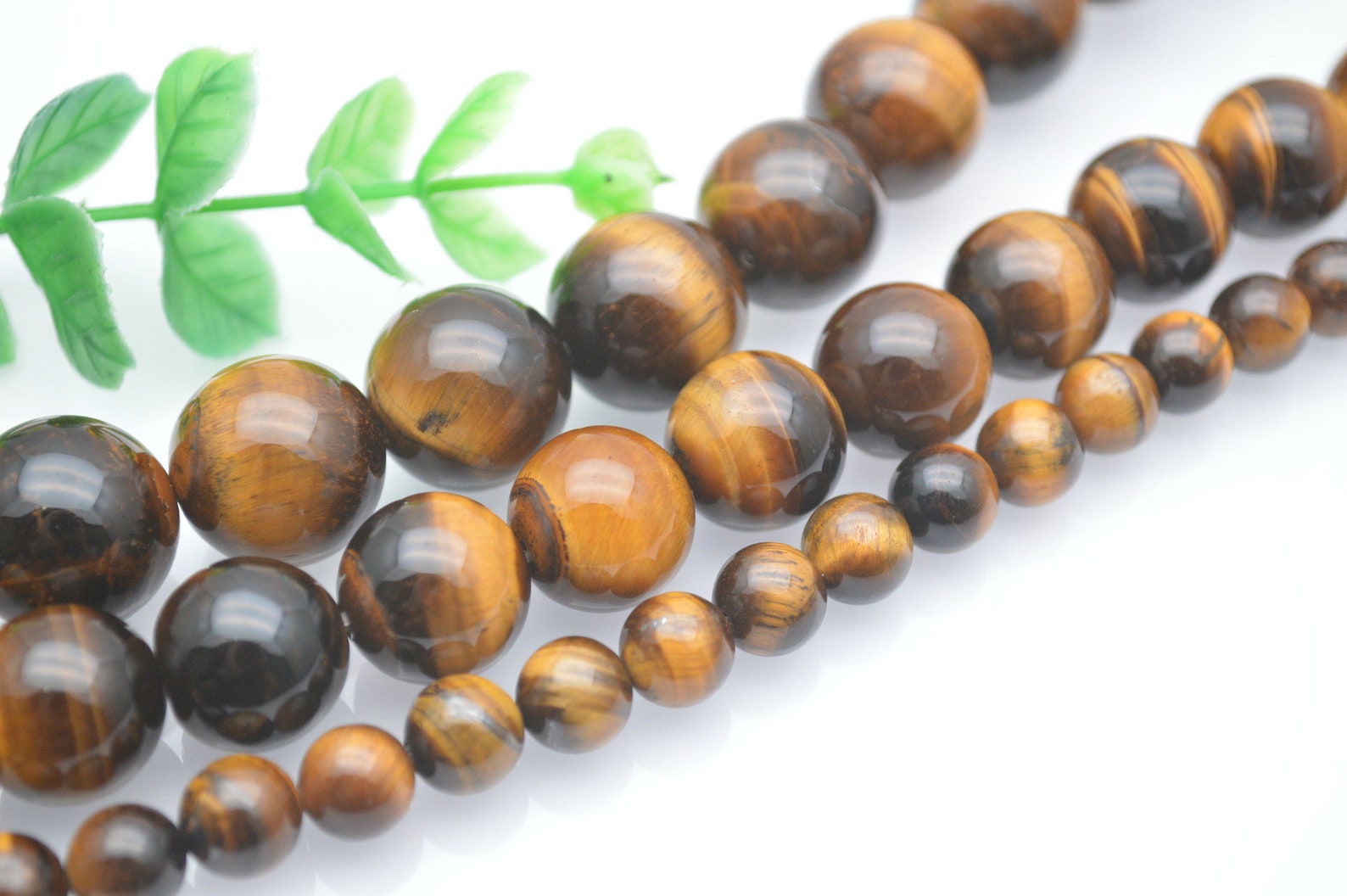 1 Strand 4mm~14mm Natural Yellow Tiger Eye Stone Smooth Round Beads DIY ...