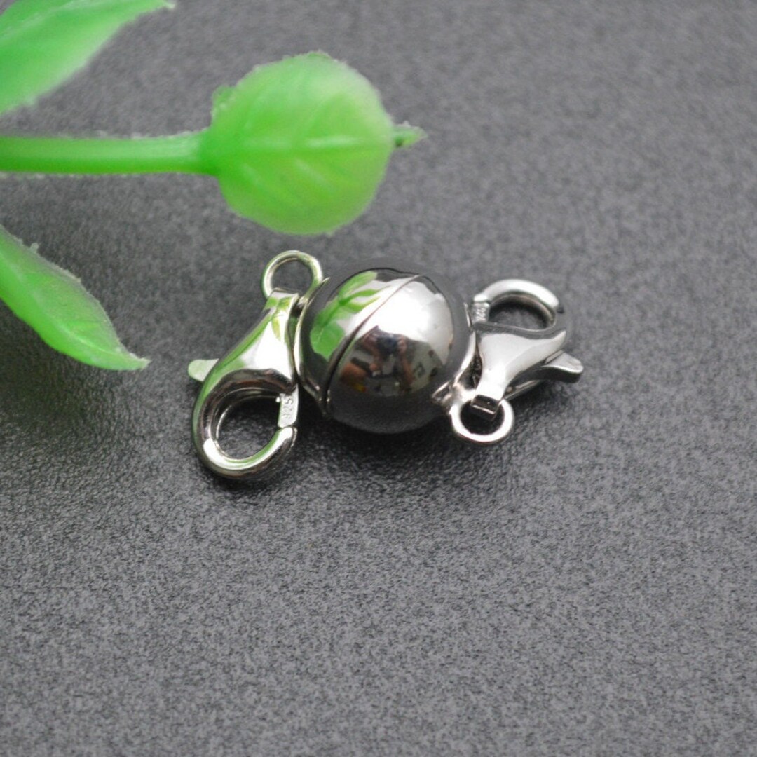 925 Silver 8mm Round Magnetic Clasps With Lobster Clasps Jewelry ...