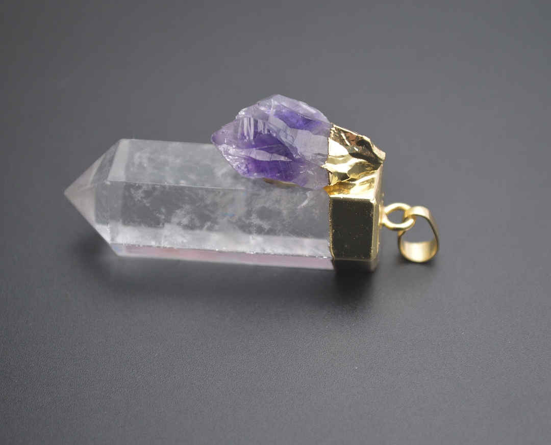High Quality Natural Amethyst Paved Clear Crystal Point Stone Pillar ...