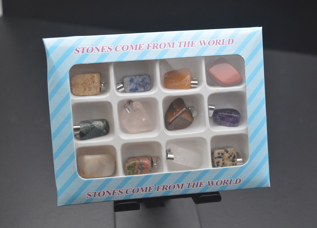 1box 12pc Natural Stone Nugget Gemstone Pendant for DIY Necklace Making ...