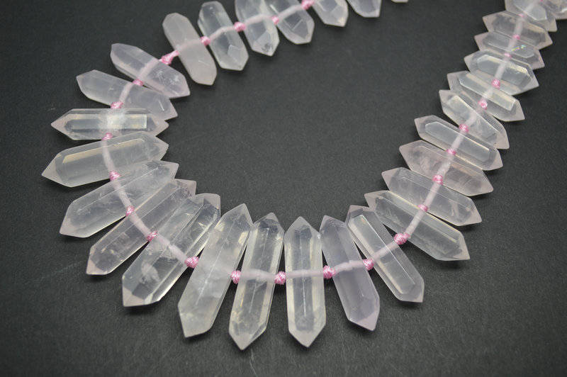 Double Point Pillar Natural Rose Quartz Stone Graduated Loose - Etsy