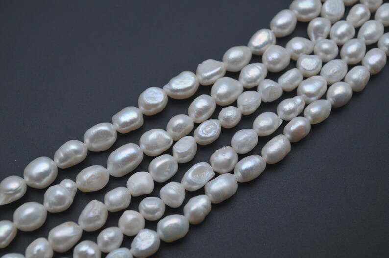 Pearl Beads 8~9mm Natural Freshwater Pearls Flat Oval Shape Necklace ...
