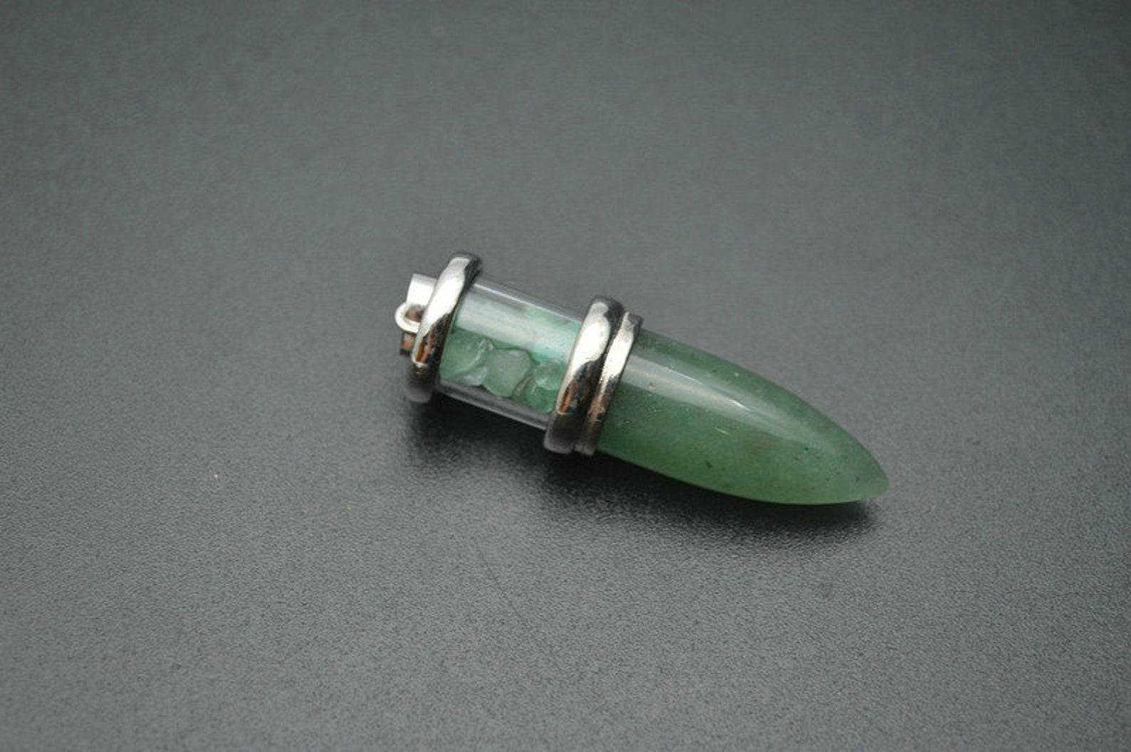 Double Layer Chips Inside Bullet Shape Natural Stone Pendant - Etsy