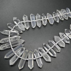 Natural Clear Crystal Double Point Pillar Stone Graduated Loose Beads ...