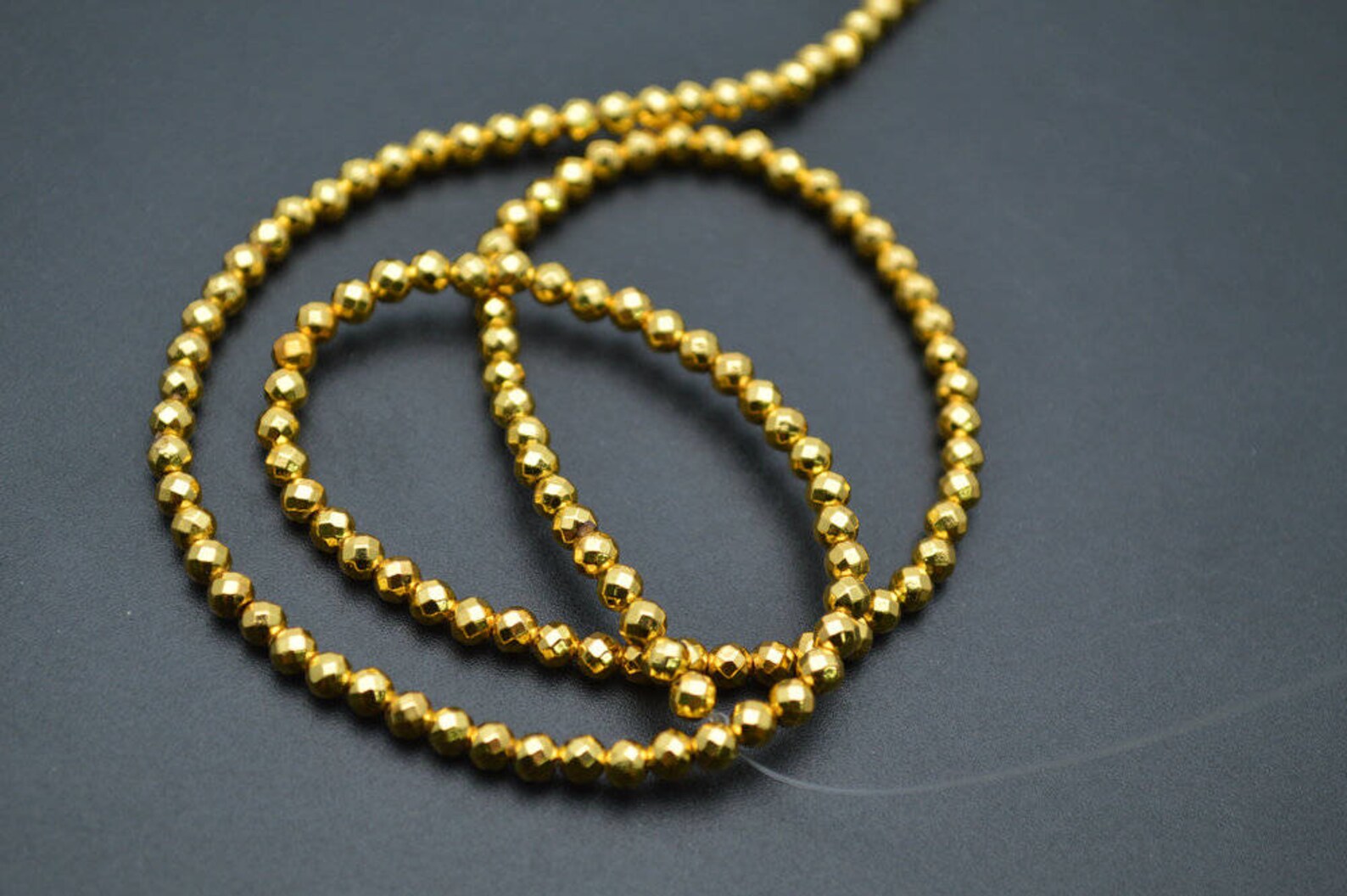 Faceted Gold Color Electroplating Hematite Round Loose Beads - Etsy