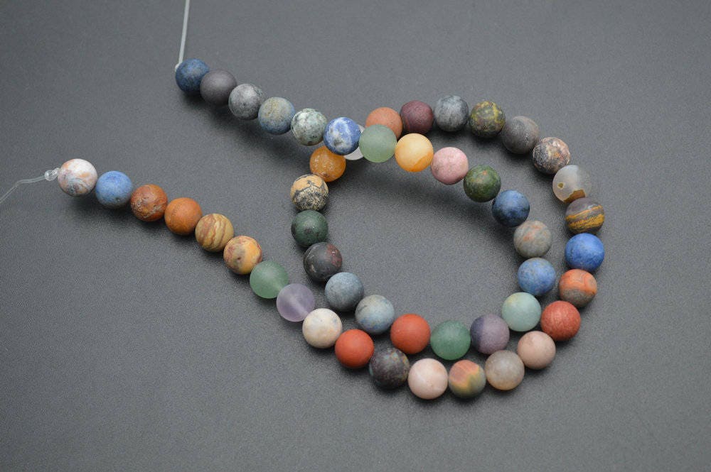 New Arrival Matte Mix Semi Precious Stone Round Loose Beads | Etsy