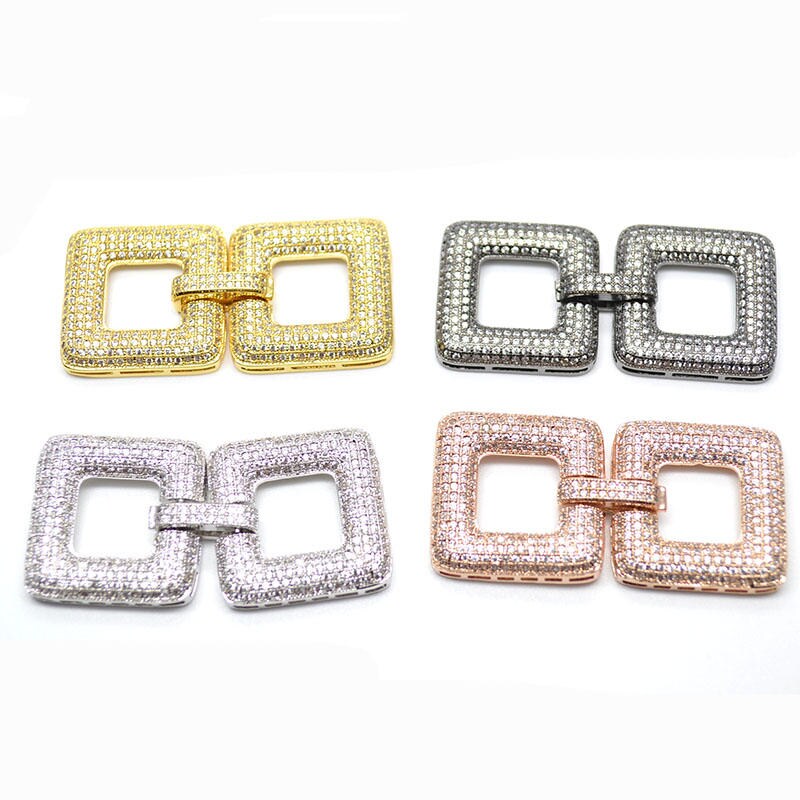 3pc Multi Holes Big Double Square Shape Paved CZ Beads - Etsy