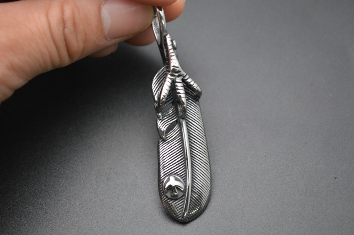 1pc Stainless Steel Hawk Claw on Feather Metal Pendant | Etsy