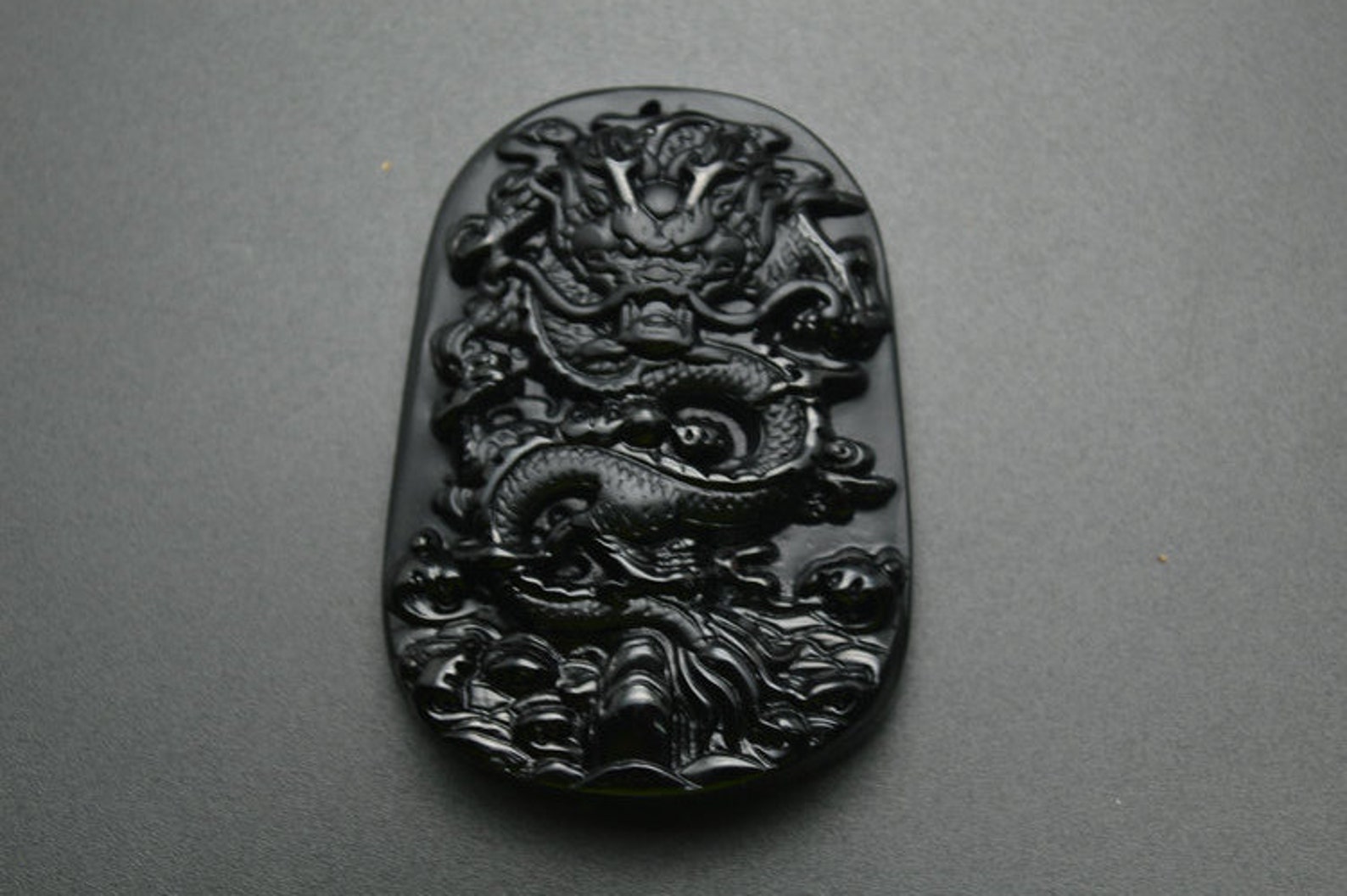 Cool Outstanding Natural Black Obsidian Carved Lucky Chinese - Etsy