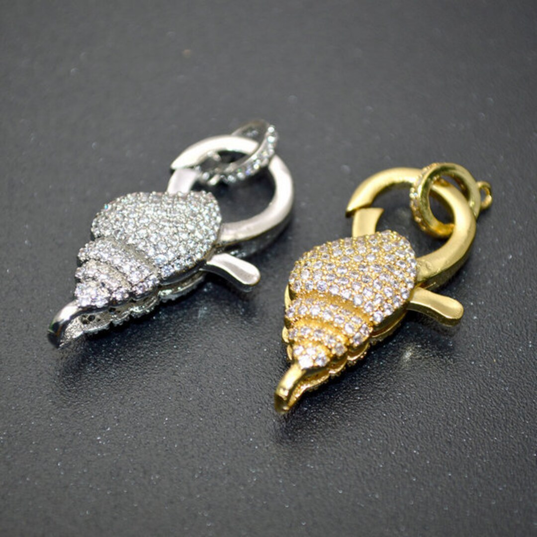 New Design Cute Conch Shape Big Size Lobster Clasps CZ Zircon Paved ...