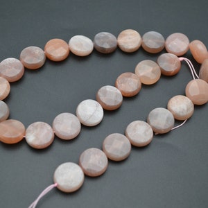 Faceted Natural Sunstone Flat Round Coin Shape Peach Moonstone Stone ...