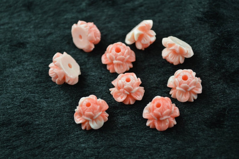 10pc Beautiful Pink Color Resin Carved 14mm Lotus Base Loose - Etsy